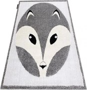 Dětský koberec JOY Fox Liška, Strukturální, dvě vrstvy rouna,, šedá,