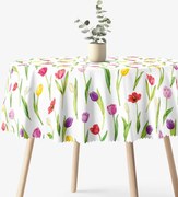 Goldea kulatý teflonový ubrus - barevné tulipány Ø 150 cm
