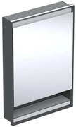 Geberit ONE - Zrcadlová skříňka s LED osvětlením, 60x90x15 cm, panty vpravo, s nikou, vestavná, matná černá 505.821.00.7