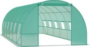 Outsunny Skleník 800x300x200cm - Fóliový skleník pro rajčata s dveřmi, 12 okny, fóliový tunel z pozinkované oceli, PE, stabilní skleník na rostliny, v