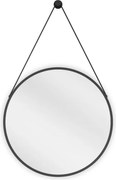Mexen String, kulaté koupelnové zrcadlo na pásku 50 cm, barva rámu černá matná, 9854-050-050-000-70