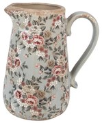 Zelený keramický dekorační džbán s květy Floria L - 21*15*23 cm