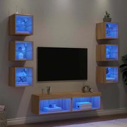 8dílná obývací stěna s LED dub sonoma kompozitní dřevo 3216635