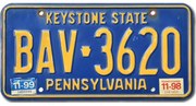 Americká SPZ Pennsylvania Keystone BAV-3620