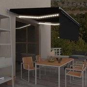 Ručně zatahovací markýza s roletou a LED 4 x 3 m antracitová 3069304