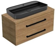 Koupelnová skříňka s umyvadlem a krycí deskou SAT Cube Way 100x47,5x46 cm dub Hickory mat CUBE46C1003DHSAT40