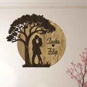 dřevo života Dřevěná dekorace na zeď ZAMILOVÁNÍ - personalizovaný text Rozměry (cm): 40x35, Zvolte barvu dekoru: Dub zlatý-Wenge
