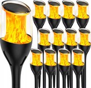 BERGE 12x Solární LED Lampa Svítilna S Plamenem 65 cm Silná PREMIUM