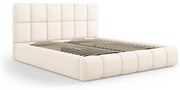 Krémová čalouněná dvoulůžková postel s úložným prostorem s roštem 140x200 cm Bellis – Micadoni Home