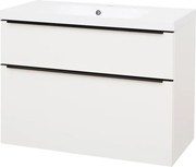 Mereo Mereo, Mailo, koupelnová skříňka s umyvadlem z litého mramoru 101 cm, černé madlo, CN512MB