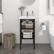 Koupelnový regál pod umyvadlo černý 40 x 38 x 83 cm železo 338487