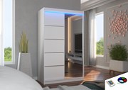 ADRK Šatní zrcadlová skříň posuvná s LED osvětlením NICEA W 120 L, bílá