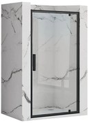 Jednokřídlé sprchové dveře REA RAPID SWING 90 cm pro instalaci do niky, černé/transparent - bez vaničky