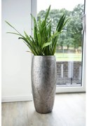 Luxusní květináč ROYAL, sklolaminát, výška 73 cm, stříbrno-černý