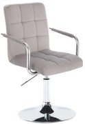 LuxuryForm DESIGN Otočná židle VERONA VELUR na stříbrném talíři - světle šedá