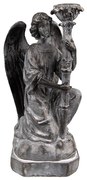 Šedo-černý antik svícen Anděl - 15*14*29 cm