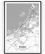 Plakát / Obraz Mapa Dubai 30 x 40 cm Pololesklý saténový papír