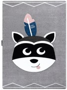 Dywany Łuszczów, Dětský kusový koberec Petit Raccoon mukki grey, 160x220, šedá, dětský pokoj