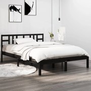 Rám postele černý masivní dřevo 140 x 190 cm 3105389