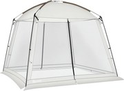Zahradní stan Outsunny 3x3 m pro 6-8 osob, 4 komáří sítě, 2 dveře, UV50+ ochrana a přepravní taška, kempingový stan pro venkovní použití, bílý | Aosom