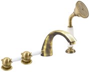 Slezák - RAV Vanová baterie 4-otvorová LABE - L569.xPSM, Stará mosaz (Bronz) Připojovací hadičky - závit: 3/8"