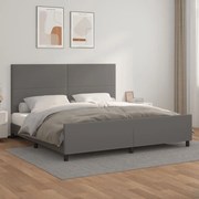 Rám postele s čelem šedý 200x200 cm umělá kůže 3125473