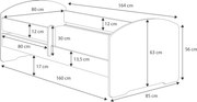 ADRK Furniture Postel s matrací a zábranou PEPE GIRL WITH WINGS 160x80 CH-Pep-Bar-Gir-Wing-160-n-E621