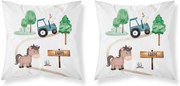Detexpol Bavlněný povlak na polštář 40x40 Tractor blue PSBA 06 B Mayamoo 26
