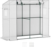Skleník Outsunny s rolovacími dveřmi a 2 okny, zimní ocelový rám, studený rám pro balkon, zahradu, dům pro rajčata s UV ochranou 200x76x170cm pro zele