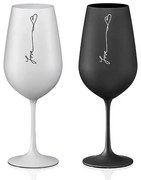 Crystalex Sklenice Love Black and White 550 ml, 2 ks