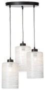 Light for home - Závěsné svítidlo 60566 "FLORENCE" s třemi bílými skleněnými stínidly z foukaného skla., 3x60W, E27, Černá