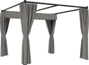 Pergola 3 x 3 m volně stojící zastřešení terasy s posuvnou střechou, 4 boční stěny světle šedá odolná proti UV záření