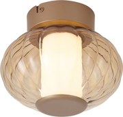Margherite Designer Brass Ceiling Lamp, 18cm, with Amber Glass & Integrated 3-Step Dimmable LED