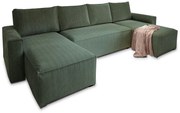 Tmavě zelená sedací souprava do U SMART COSARO 295x140 cm
