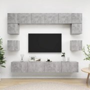 8dílný set TV skříněk betonově šedý kompozitní dřevo 3079112