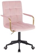 LuxuryForm DESIGN Židle VERONA GOLD VELUR na černé podstavě s kolečky - růžová