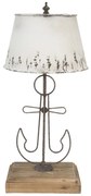 Krémová antik stolní lampa s kotvou a kovovým stínidlem – 35x79 cm