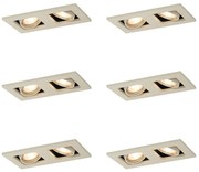 Sada 6 moderních zapuštěných bodových světel béžová GU10 50mm nastavitelná 2-světla - Qure