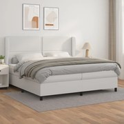 Box spring postel s matrací bílá 200x200 cm umělá kůže