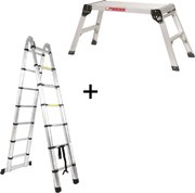 SET ALU skládací žebřík 4,4m + ZDARMA ALU plošina