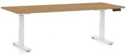 Výškově nastavitelný stůl OfficeTech D, 180 x 80 cm, bílá podnož, dub kamenný