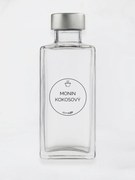 Samolepka na láhev MONIN KOKOSOVÝ průměr 5 cm – průhledná vinylová, voděodolná, omyvatelná samolepka na dózy, základní písmo