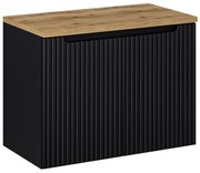 Závěsná skříňka pod umyvadlo Nova Black II s deskou 80 cm černá/dub evoke