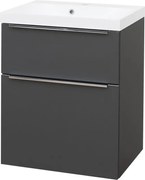 Mereo Mereo, Mailo, koupelnová skříňka s umyvadlem z litého mramoru 61 cm, bílá, dub, antracit, CN530M