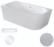 Besco Akrylátová volně stojící rohová vana Zoya Glam S 150x75 (170x80) bílá/stříbrná Rozměry (cm): 150x75, Typ a barva výpustě: Click-Clack s přepadem, bílá, Orientace: Levá