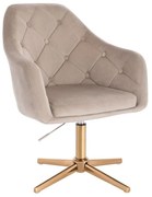 LuxuryForm DESIGN Otočné křeslo ANDORA VELUR na zlatém kříži - latte