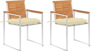 Zahradní židle s poduškami 2 ks masivní akáciové dřevo a ocel 3061505