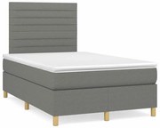 Box spring postel s matrací a LED tmavě šedá 120x190 cm textil