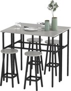 HOMCOM 6-dílná jídelní souprava - 2 bistro stoly s 4 barovými židlemi, set barového stolu v industriálním designu do obývacího pokoje a jídelny, dřevo
