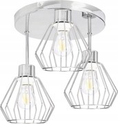 Lampa stropní svítidlo lustr vysoký loft drát E27 chrom